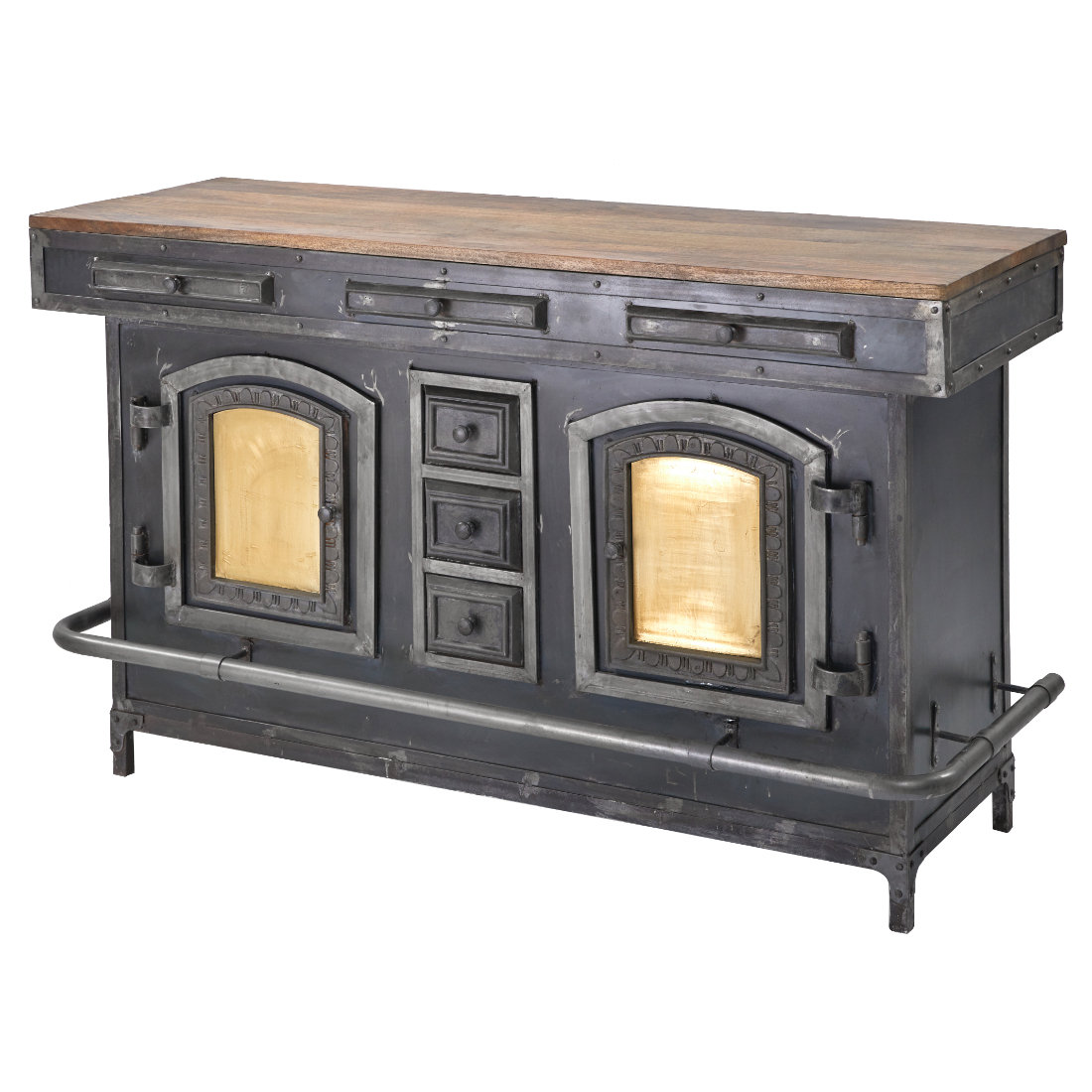 Williston Forge 70 Inch Steampunk Industrial Home Bar Boiler Counter ...