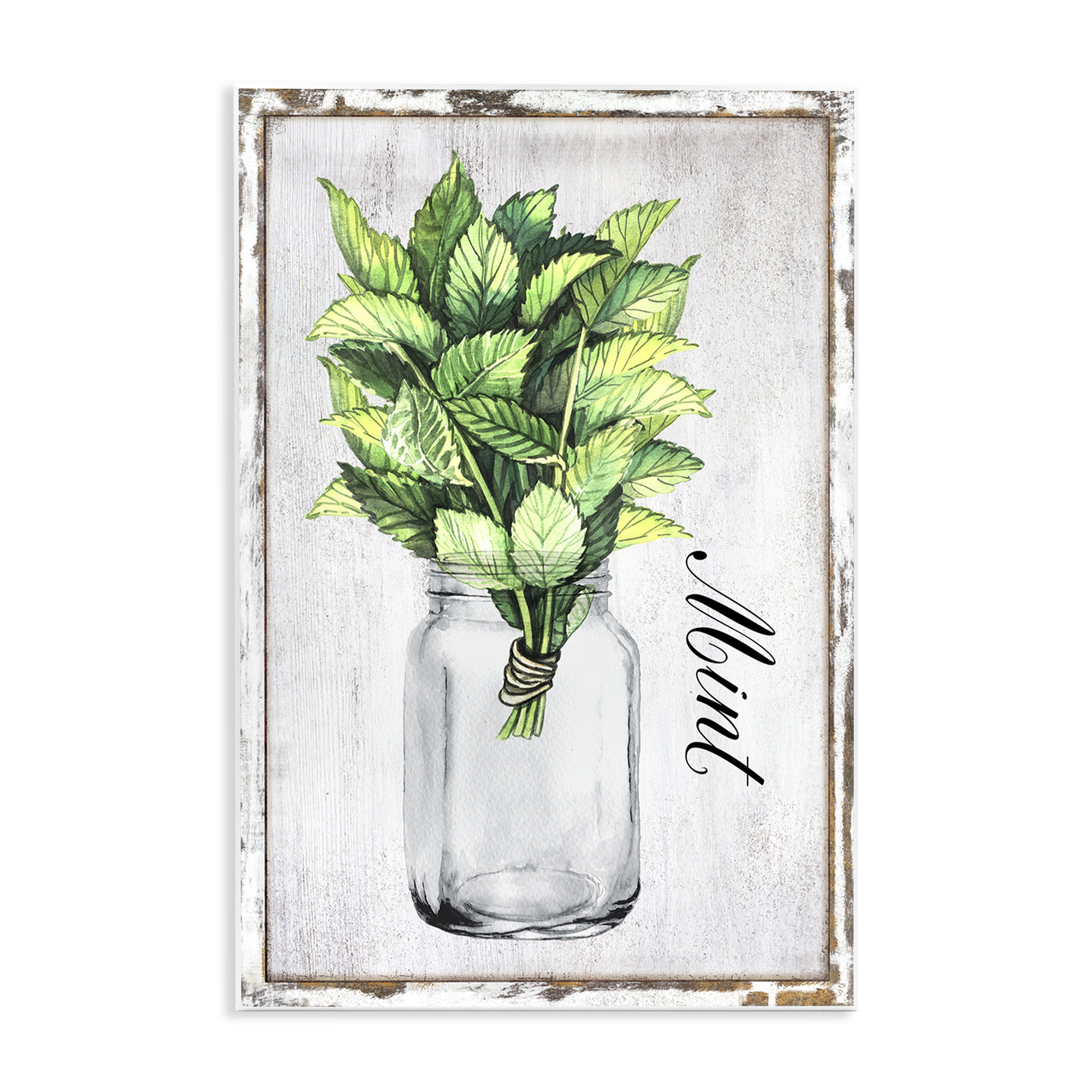 Gracie Oaks Rustic Garden Mint Wall Plaque Art by Creatif Belle | Wayfair
