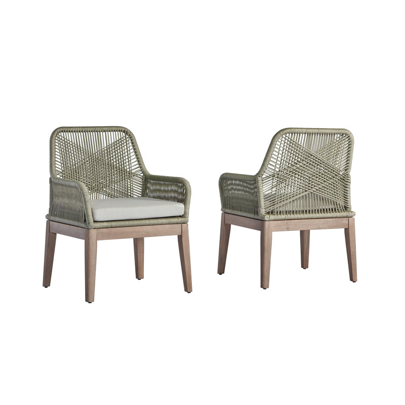 Bayou Breeze Outdoor Patio Chairs With Woven Rope Design | Wayfair