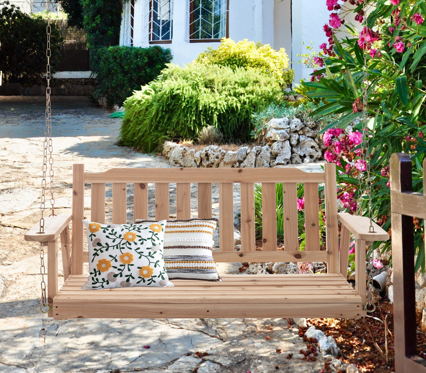 Red Barrel Studio® Alympia Porch Swing 2-Seater, Bench Swing with ...