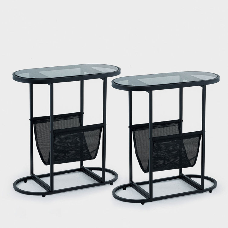 17 Stories Royalene Glass Top End Table Set | Wayfair
