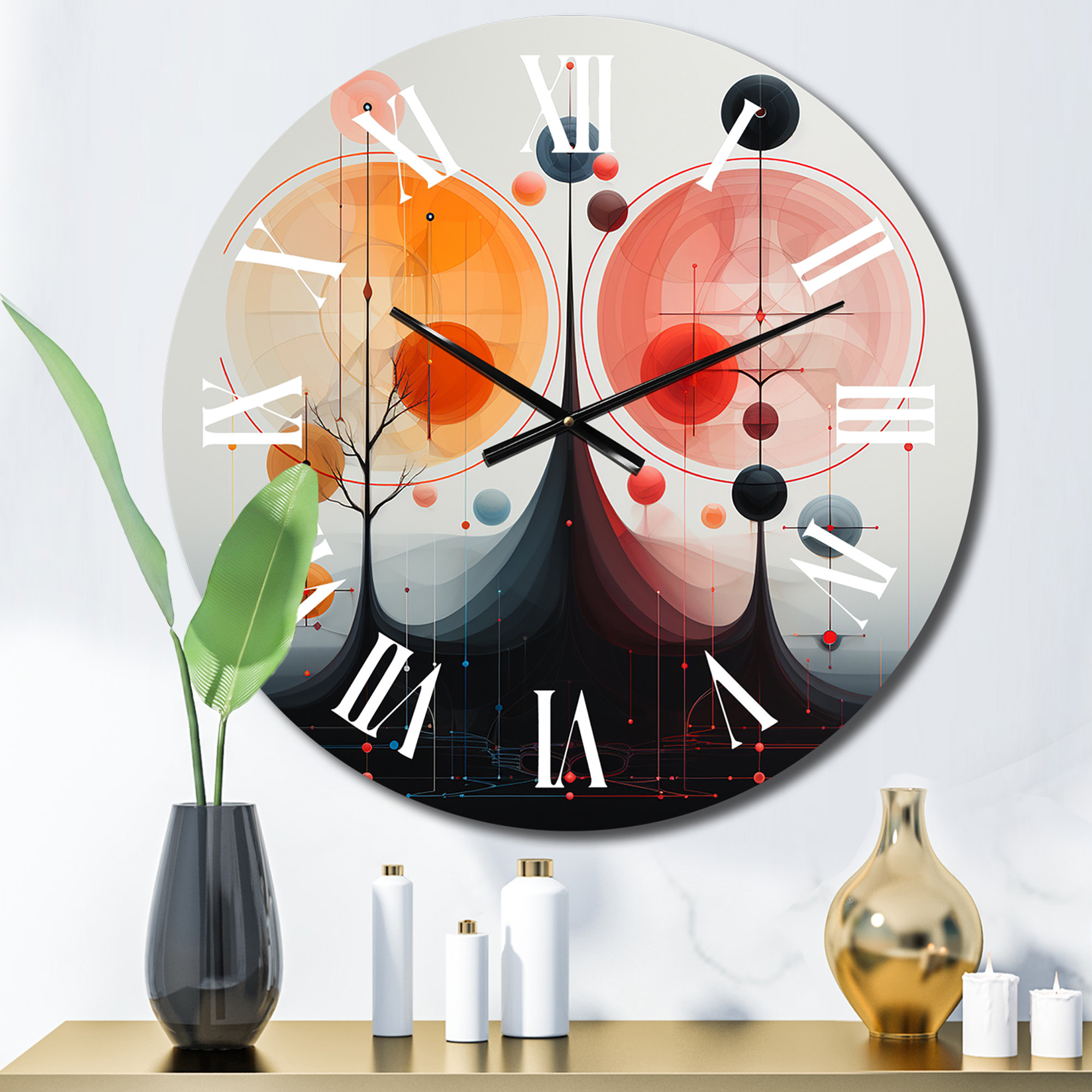 Design Art Future Mountains Abstract Minimalism Retro I Wall Clock ...