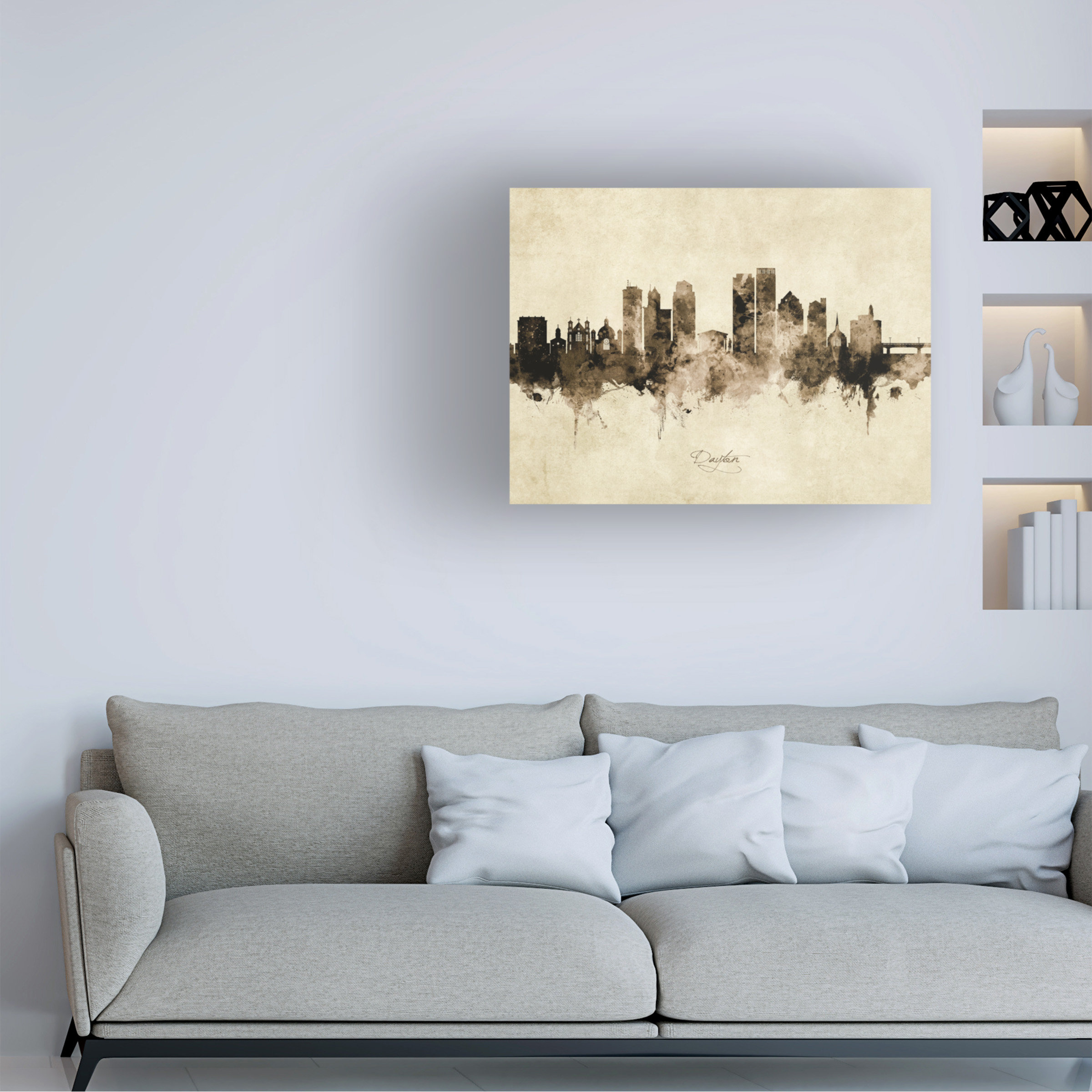 Latitude Run® Michael Tompsett 'Dayton Ohio Skyline Vintage' Canvas Art ...