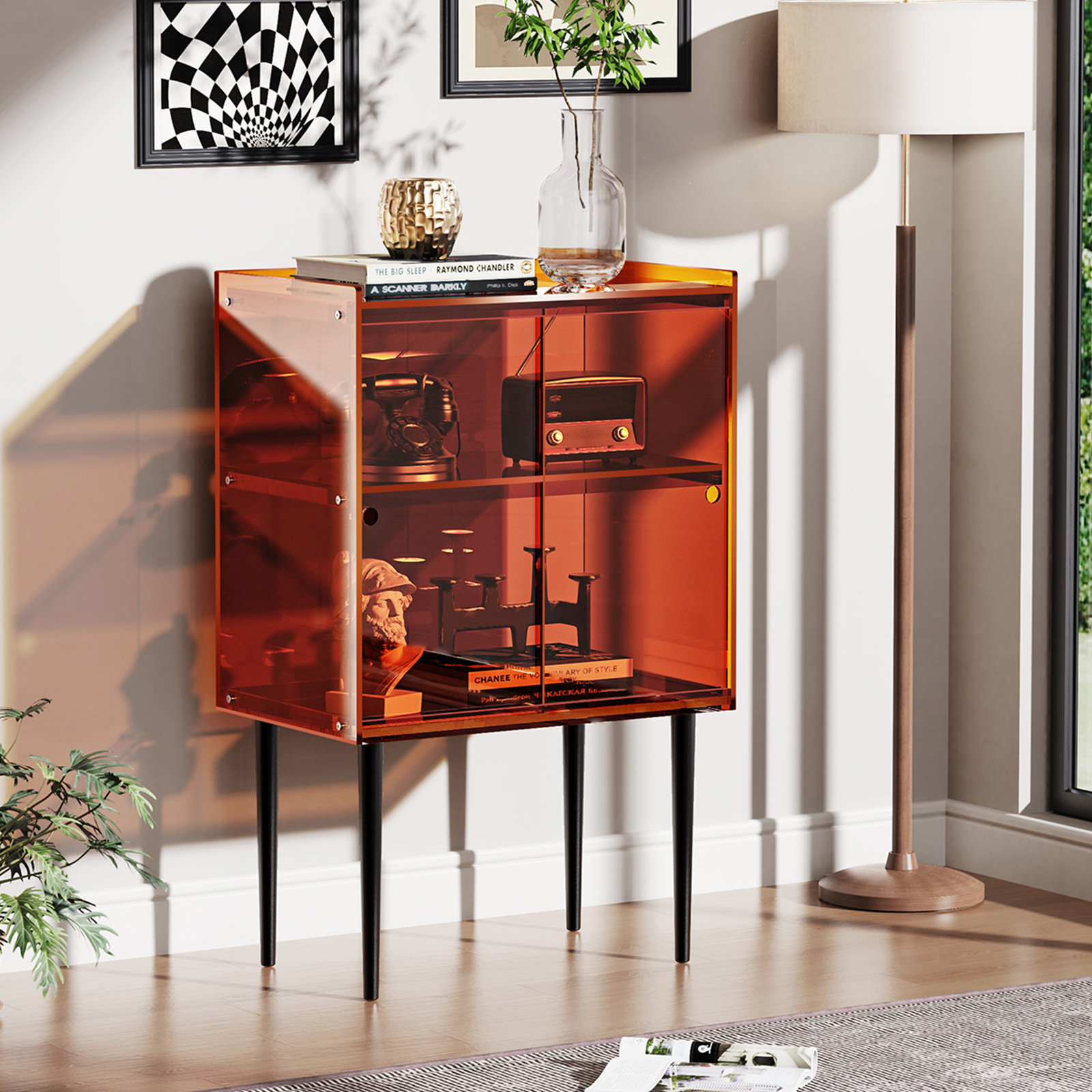 Latitude Run® Mamadi Acrylic Accent Cabinet with Sliding Door ...