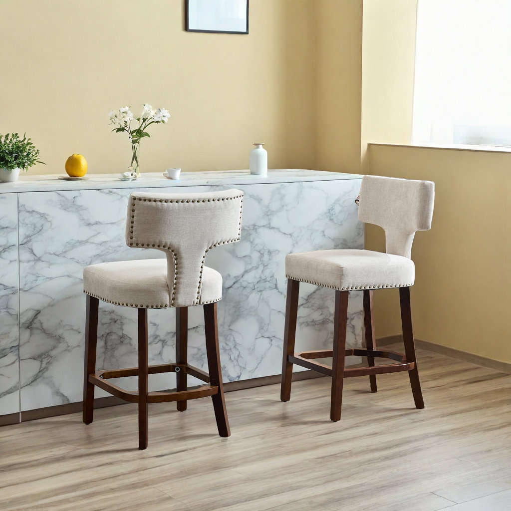 Corrigan Studio Set of 2 Mid-Century Modern Counter Height Bar Stools ...