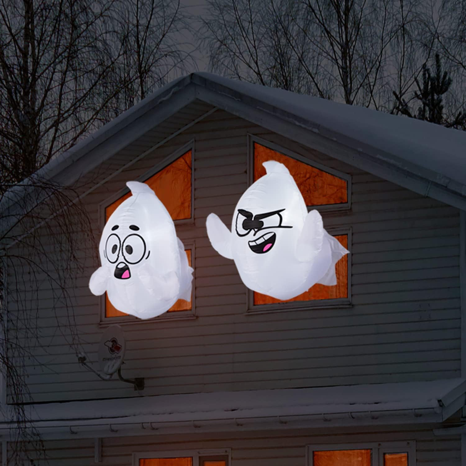 The Holiday Aisle® 3 FT Halloween Inflatable Window Ghost With Build-In ...