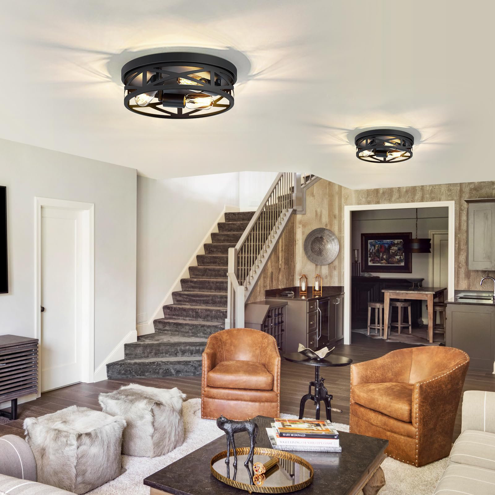 17 Stories 2 Pack Flush Mount Ceiling Light Fixture,3-Light Hallway ...