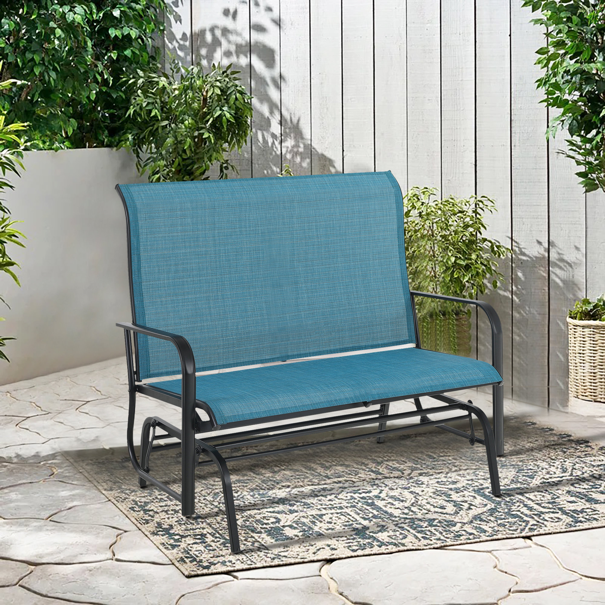 Red Barrel Studio® Outdoor Aderonke Gliding Metal Bench & Reviews | Wayfair