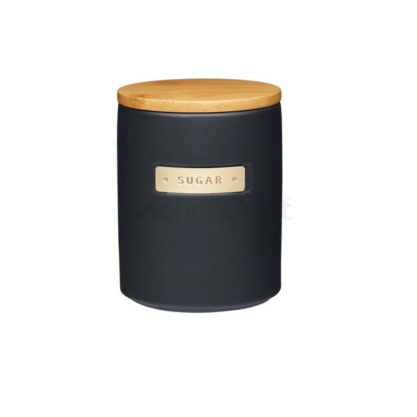 MasterClass Stoneware and Brass Effect Sugar Container with Airtight ...