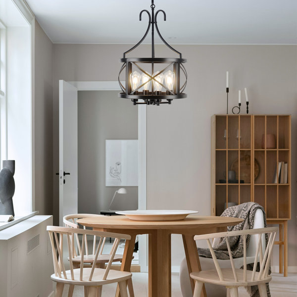 Winston Porter Vuto 4-Light Black Chandelier Light Fixture, Modern ...