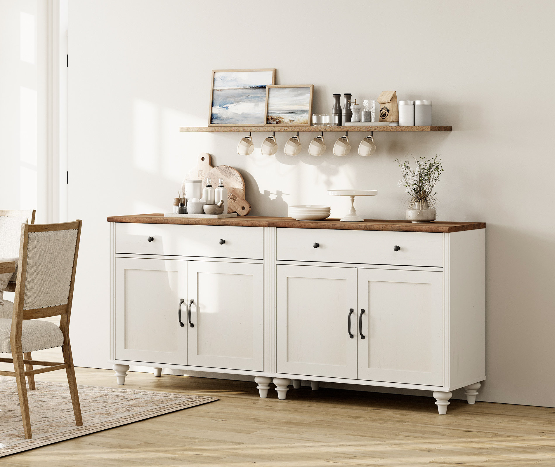 Charlton Home® Scarlett 67.8" Wide 2 Drawer Buffet Table & Reviews ...