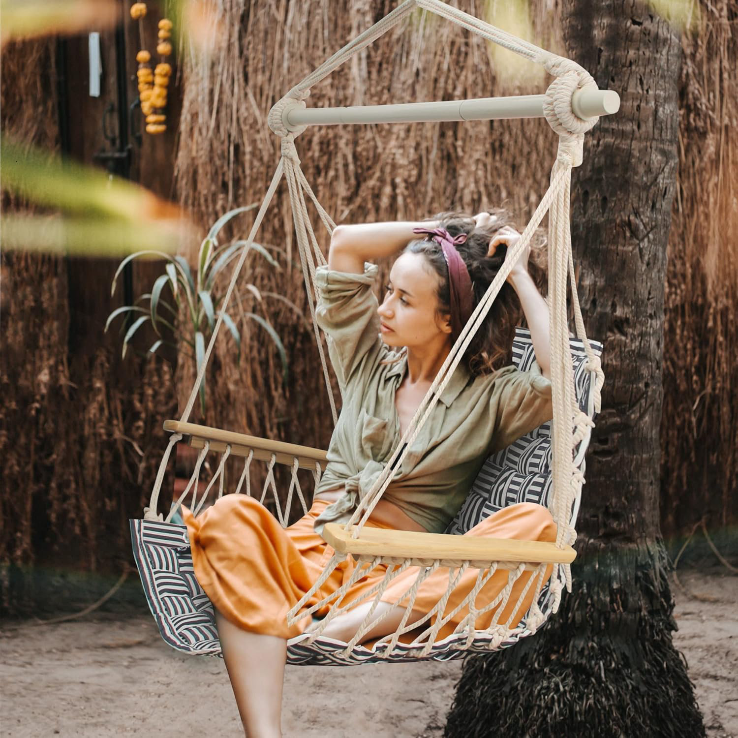 Breakwater Bay Hammock, Chair, Swing With Wooden Handrails | Wayfair