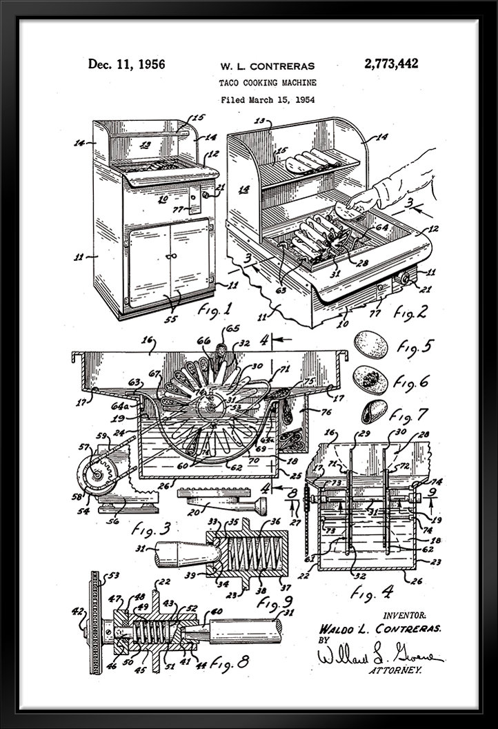 ATX Art Group LLC Taco Cooking Machine Patent - Floater Frame Graphic ...