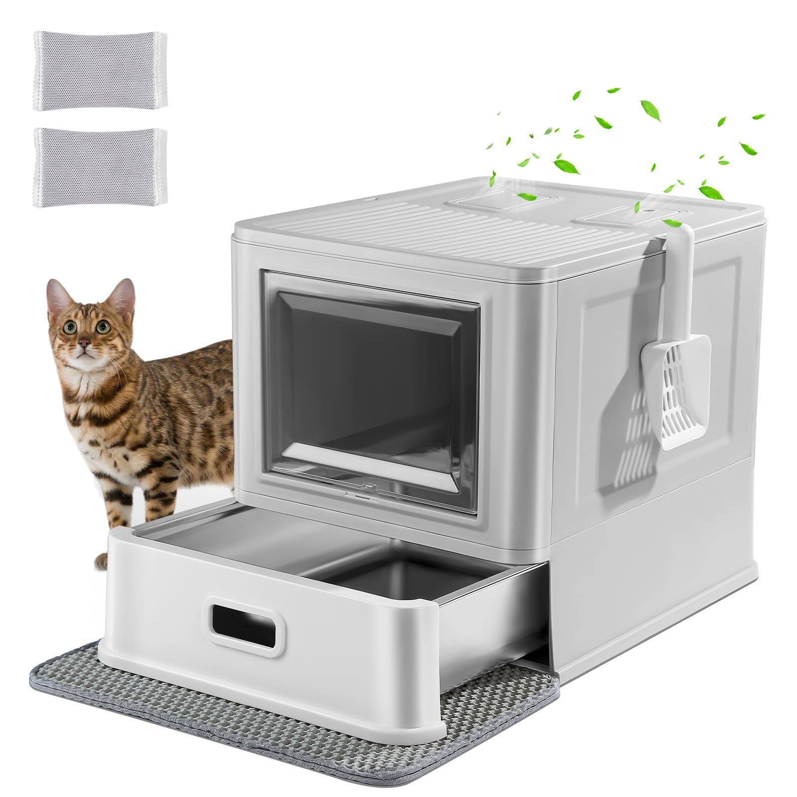 Tucker Murphy Pet™ Enclosed Stainless Steel Cat Litter Box With Lid ...