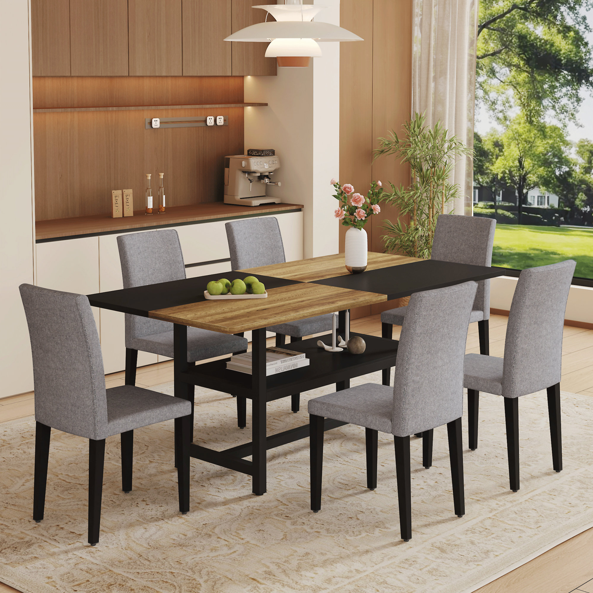 Latitude Run® Table And Chair Set.71*35.4 Inch Wooden And Spliced ...