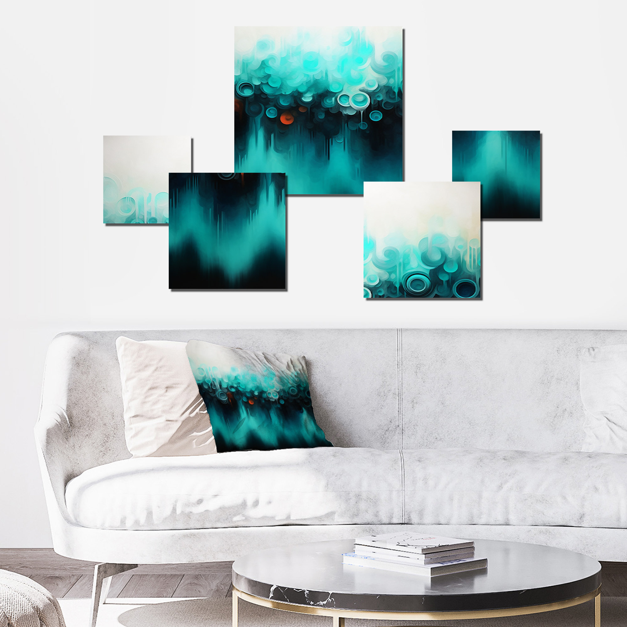 Design Art Blue And Black Ripple Abstract Medley I - Abstract Square ...