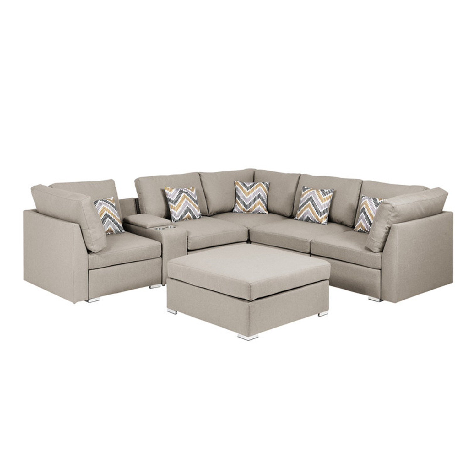 Latitude Run® Scarberry Handmade Home Beige Fabric Reversible Sectional ...