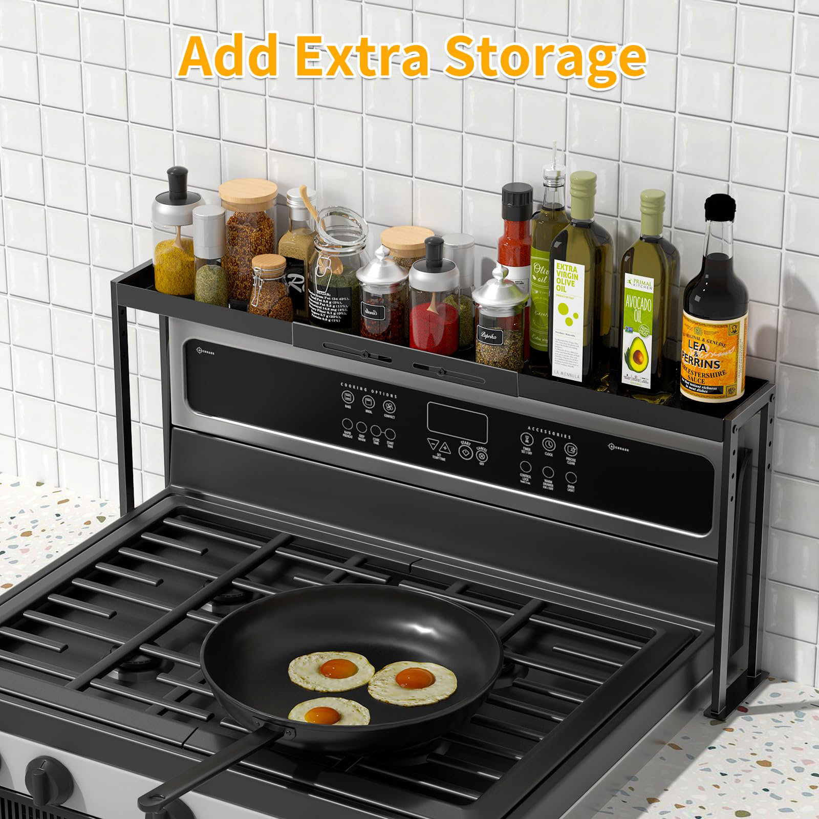 Mint Pantry® Spice Rack Shelf For Kitchen Stove, Adjustable 27 To 33 ...