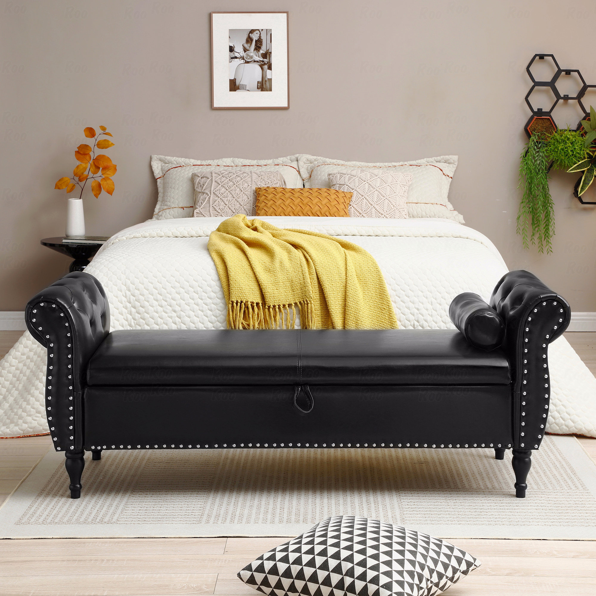 Latitude Run® Basic Ottoman (Bench Type), 63" Pu Upholstered End Of Bed ...