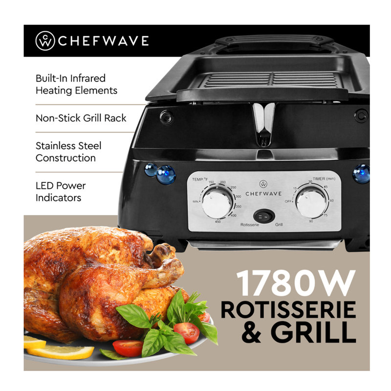 Chefwave 17.4'' W x 12.9'' D Portable Indoor/Outdoor Use Single Burner ...