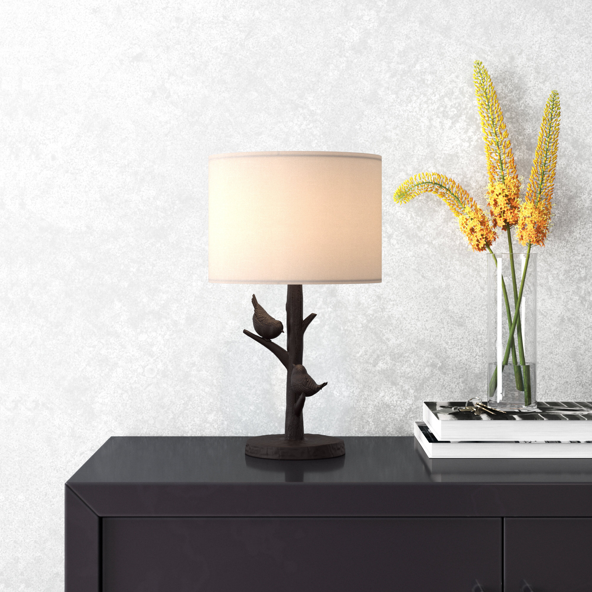 Loon Peak® 18" In Sparrow Birds On A Tree Bronze Polyresin Table Lamp ...