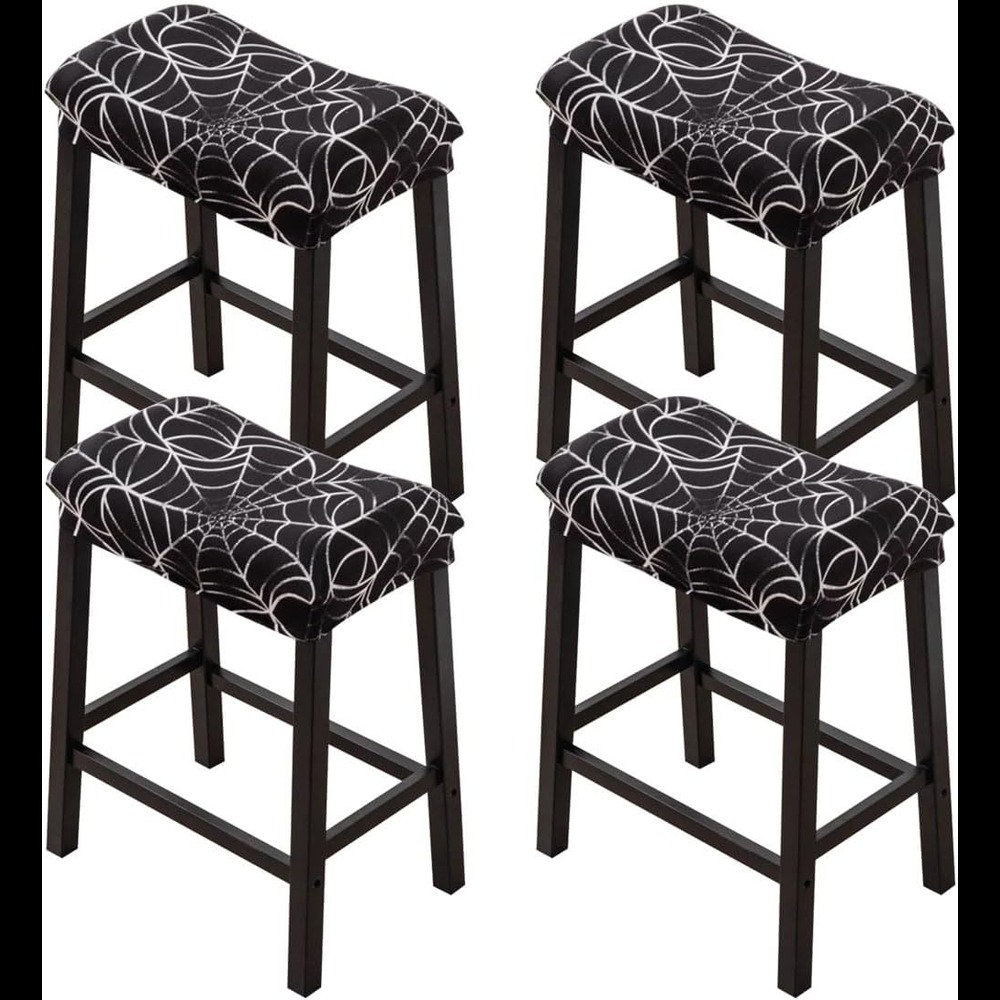 The Holiday Aisle® Bar Stool Cover Rectangle Set Of 4 Printed Stretch ...