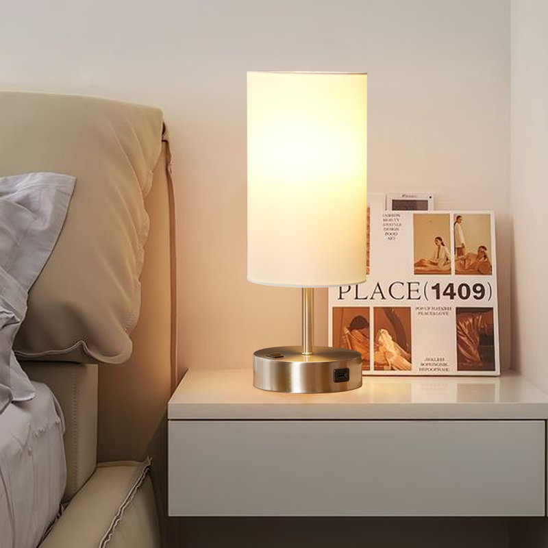 Wrought Studio™ Lailand 16" Metal Table Lamp Set with USB | Wayfair