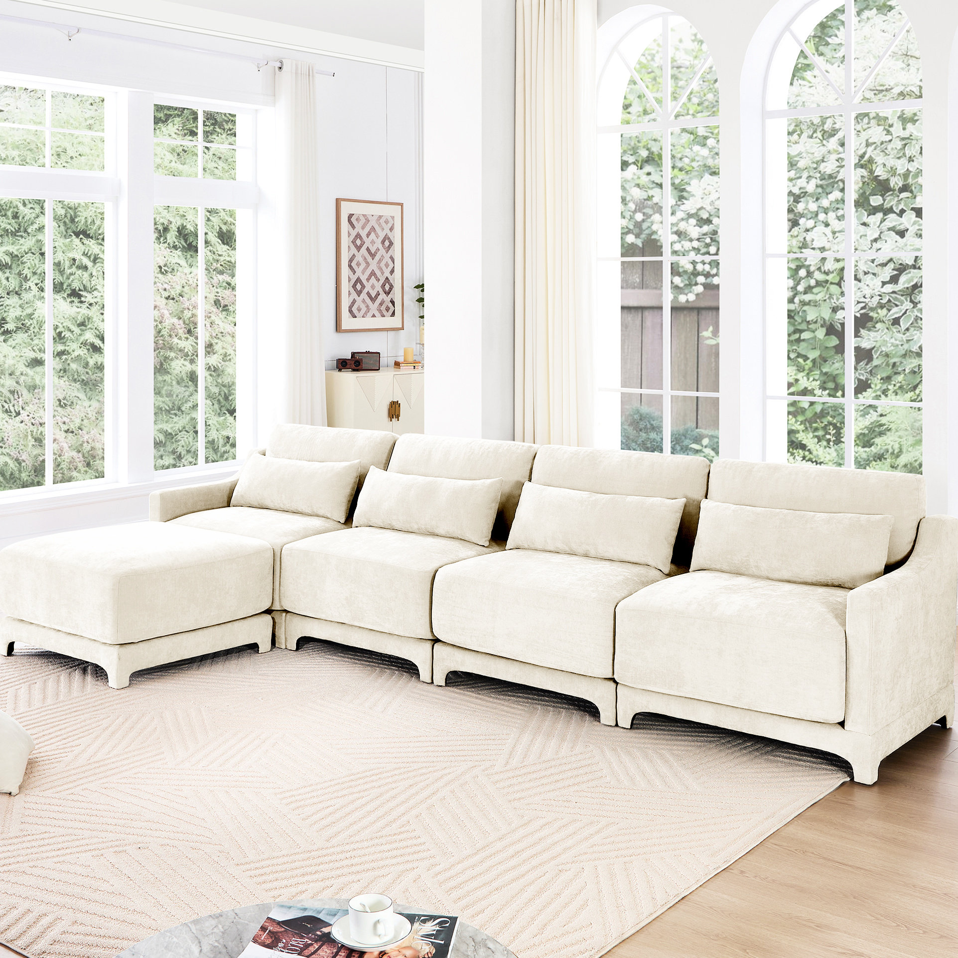 Latitude Run® Three - Seater In Chenille, 3 Movable Combinations ...