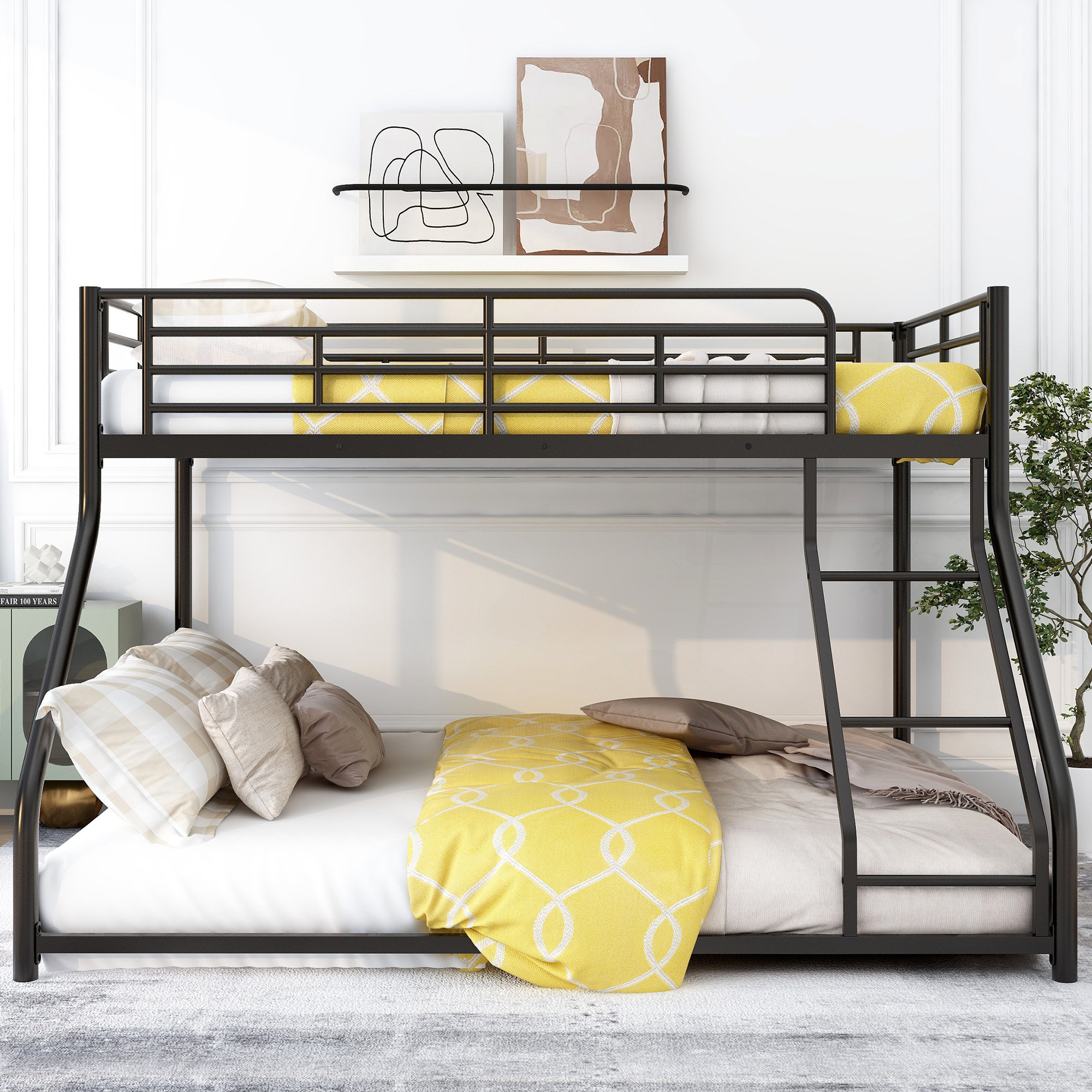 Isabelle & Max™ Metal Floor Bunk Bed, Twin XL over Queen, Black | Wayfair