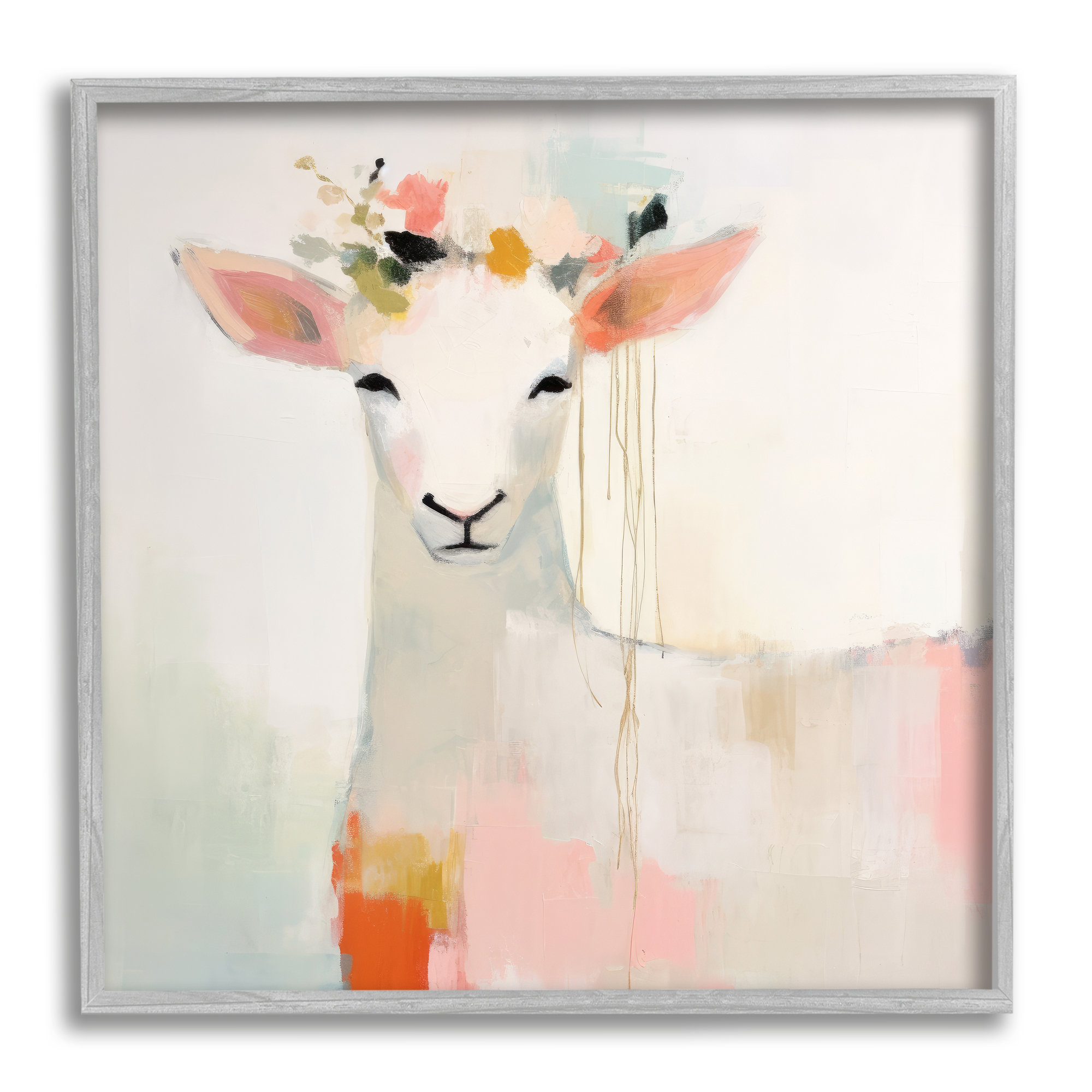 Millwood Pines Pastel White Goat On Canvas by Irena Orlov Print ...