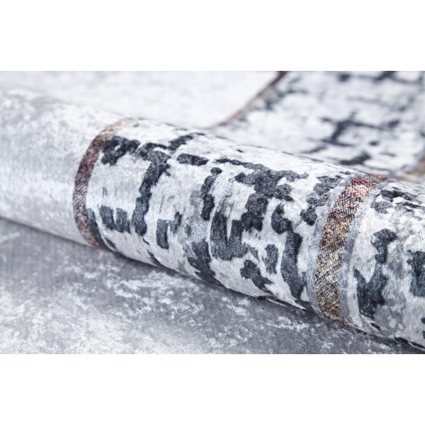 Hargun Usso Framed Machine Woven Grey Area Rug | Wayfair.co.uk