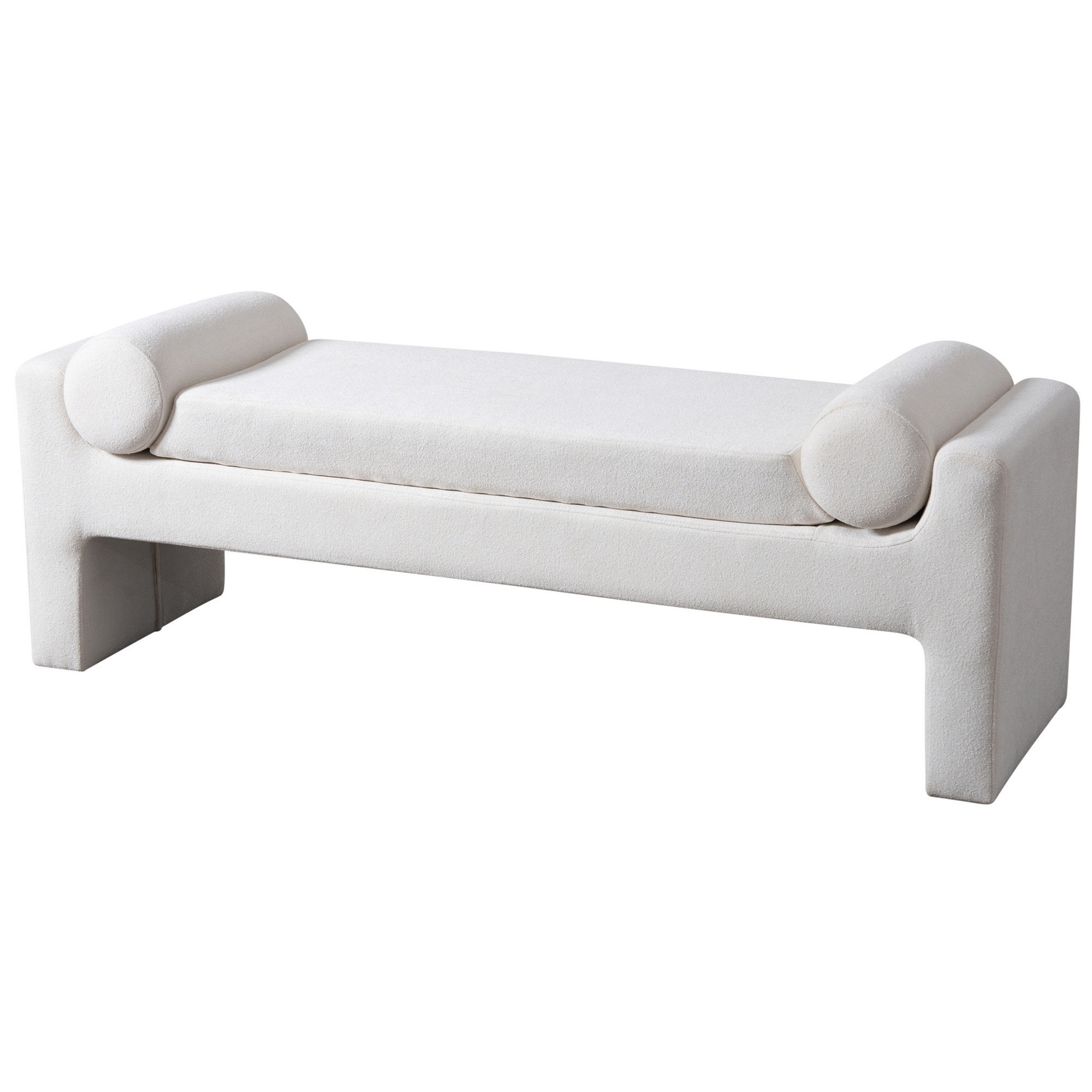Hokku Designs Camden Bench In White Boucle | Wayfair