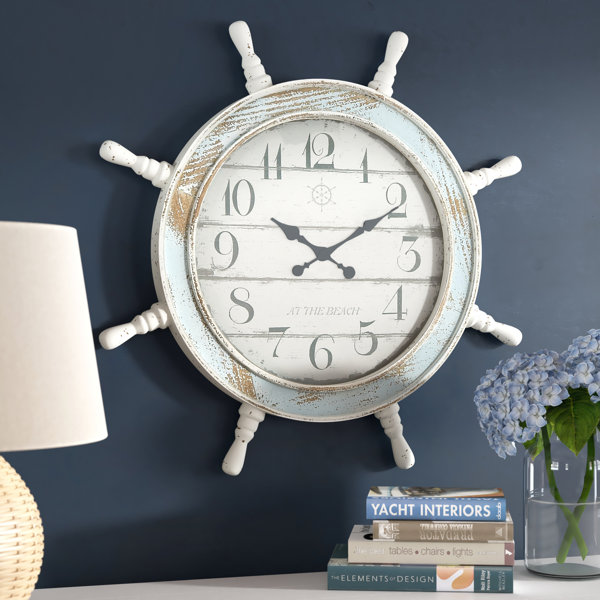 Dovecove Avenelle Wood Ship Wheel Sail Boat Decorative Wall Clock ...