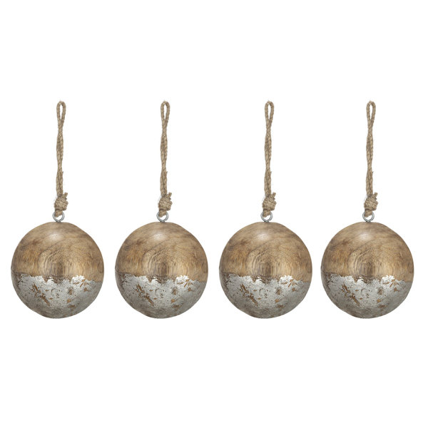 The Holiday Aisle® Mango Wood Ball Ornament | Wayfair