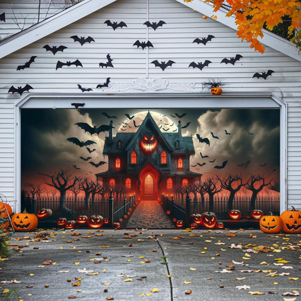 The Holiday Aisle® Halloween Garage Door Cover Decorations, Scary ...