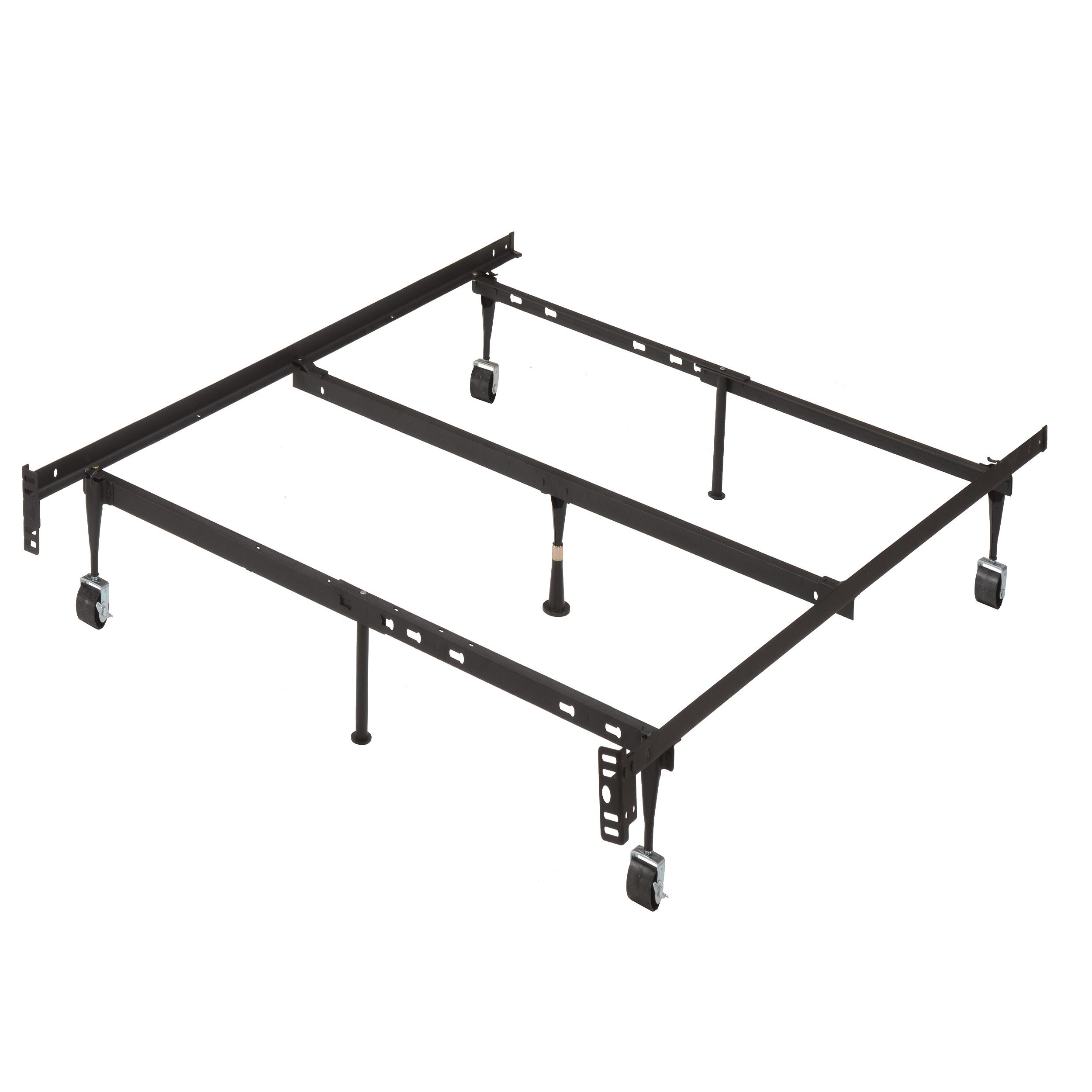 Rebrilliant 7-Leg Adjustable Metal Bed Frame with Center Support Rug ...