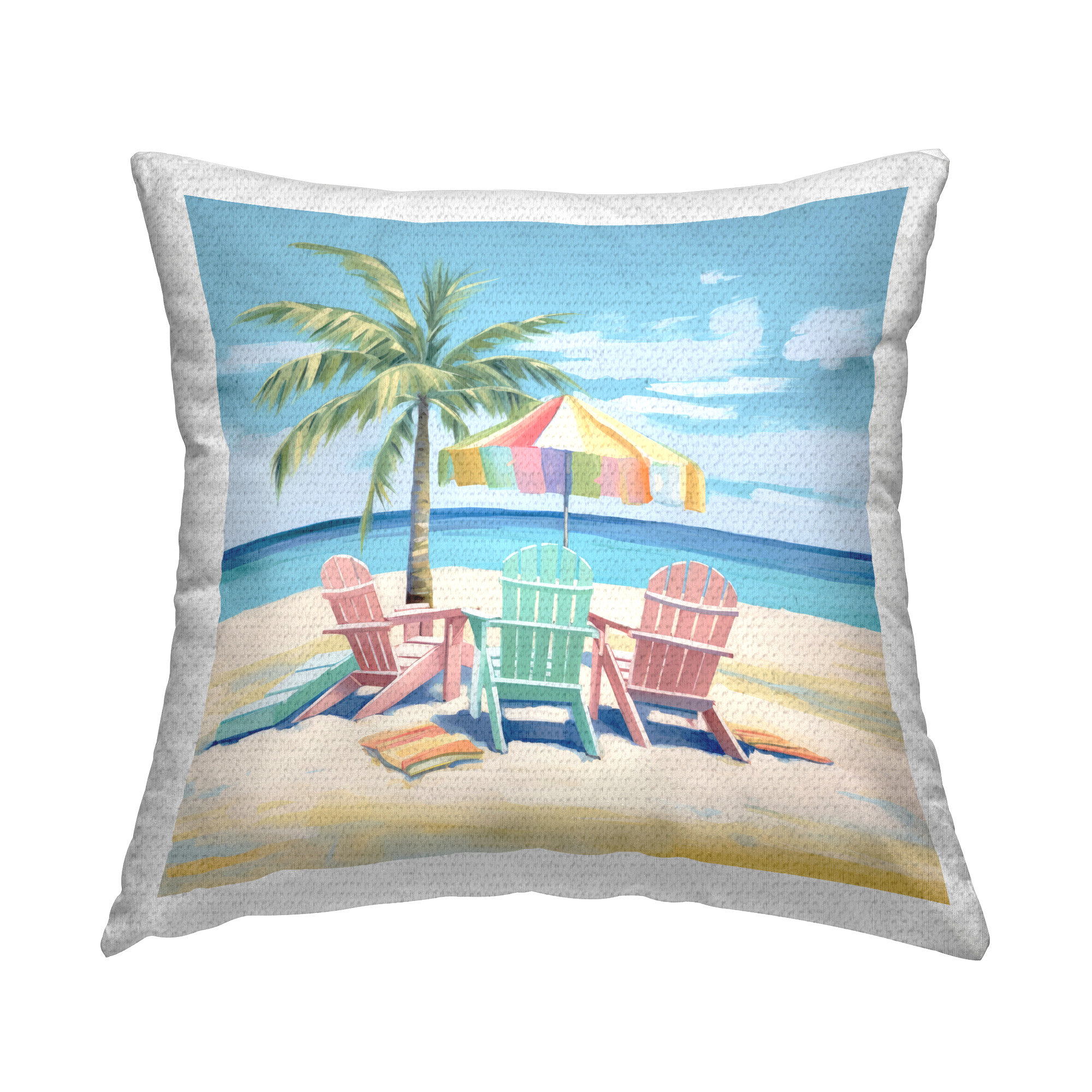 Stupell Industries Tropical Beach Chairs Outdoor Printed Pillow by ...