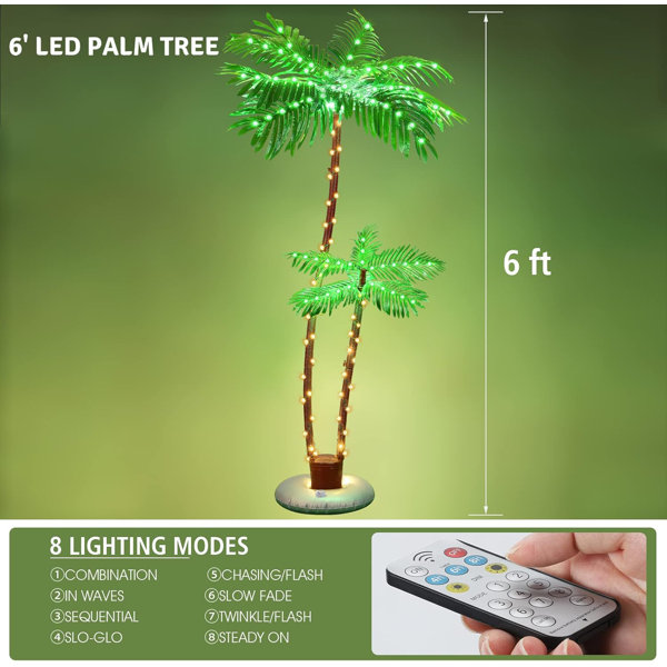 Bay Isle Home™ Solar Lighted Palm Trees For Outside Patio, Bar Pool ...