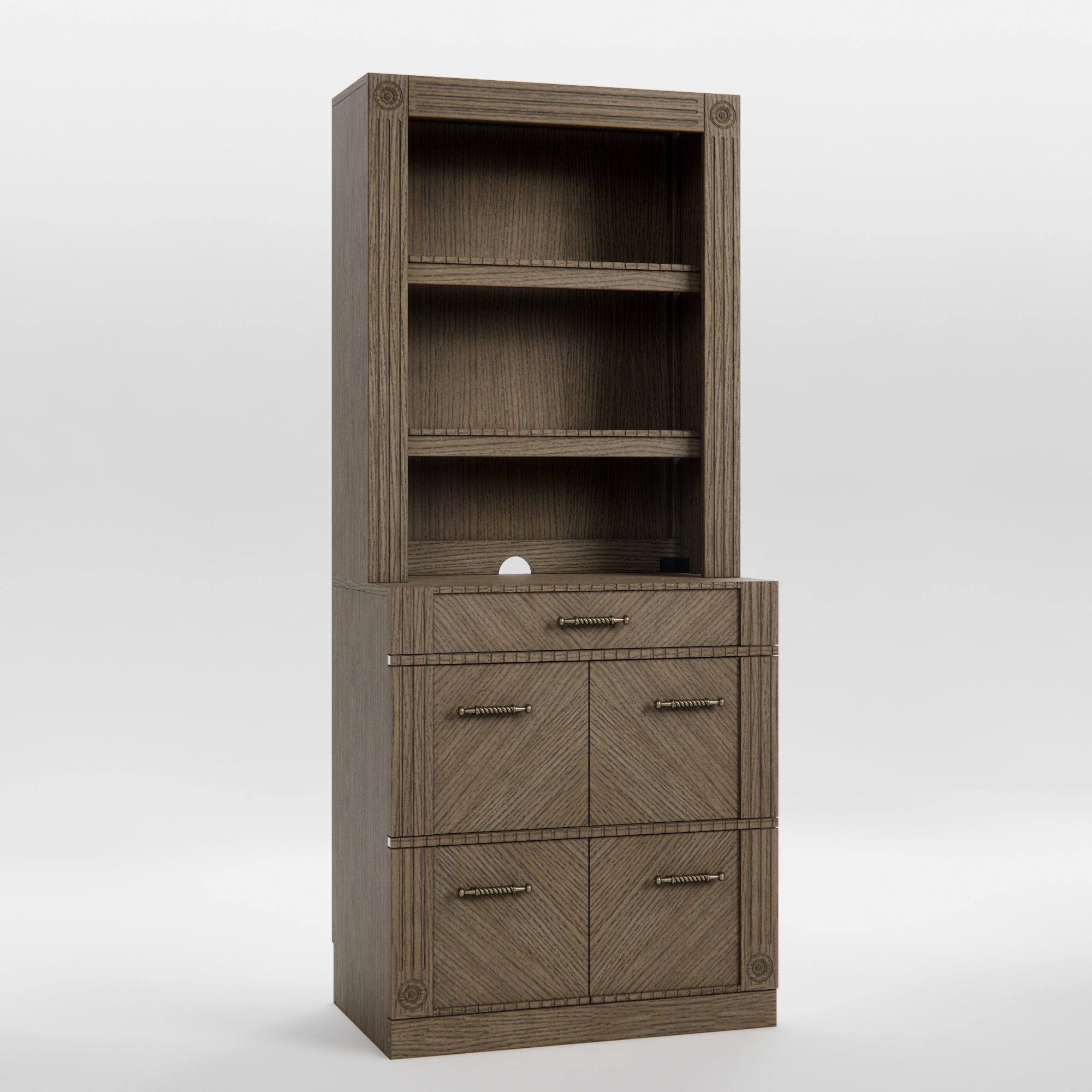 Hokku Designs Imperial Solid Wood Storage Bookcase With File Drawers ...