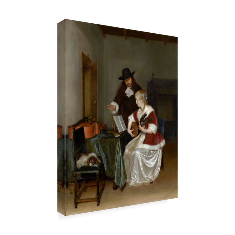 Charlton Home® 'The music lesson' by Gerard ter Borch - Painting Print ...