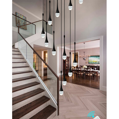 Orren Ellis 12-Light Black Crystal Raindrop Chandeliers 120" Long ...