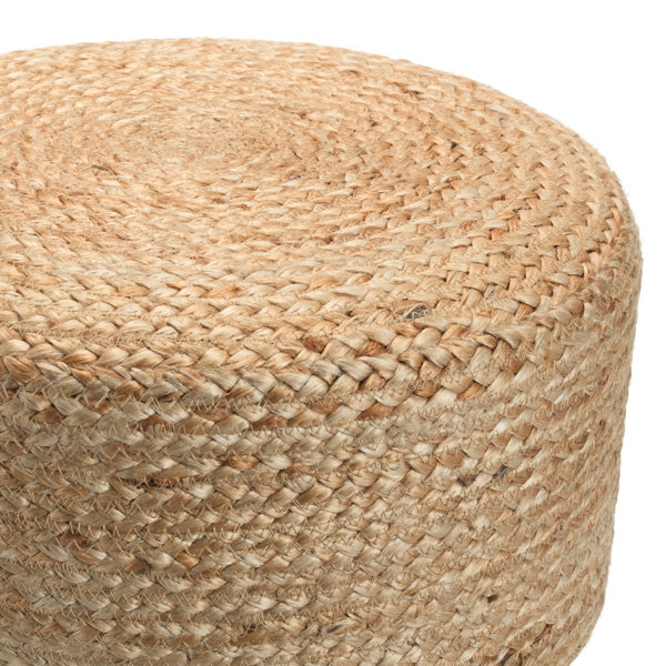 Wade Logan Arinda 16" Wide Round 100% Braided Jute Pouf Ottoman/Foot ...