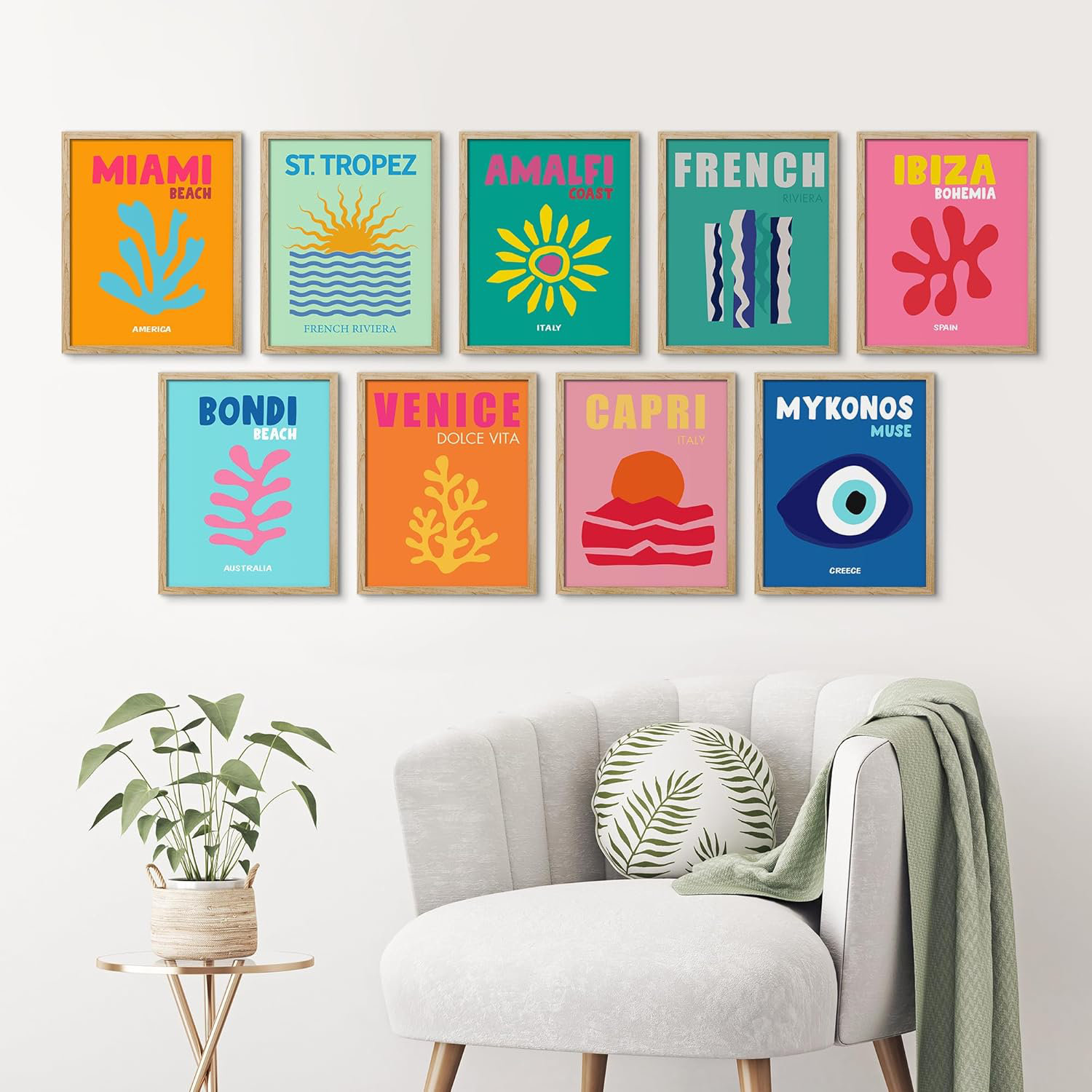 SIGNLEADER Places Travel Posters Minimalist Modern Trendy Art Preppy ...