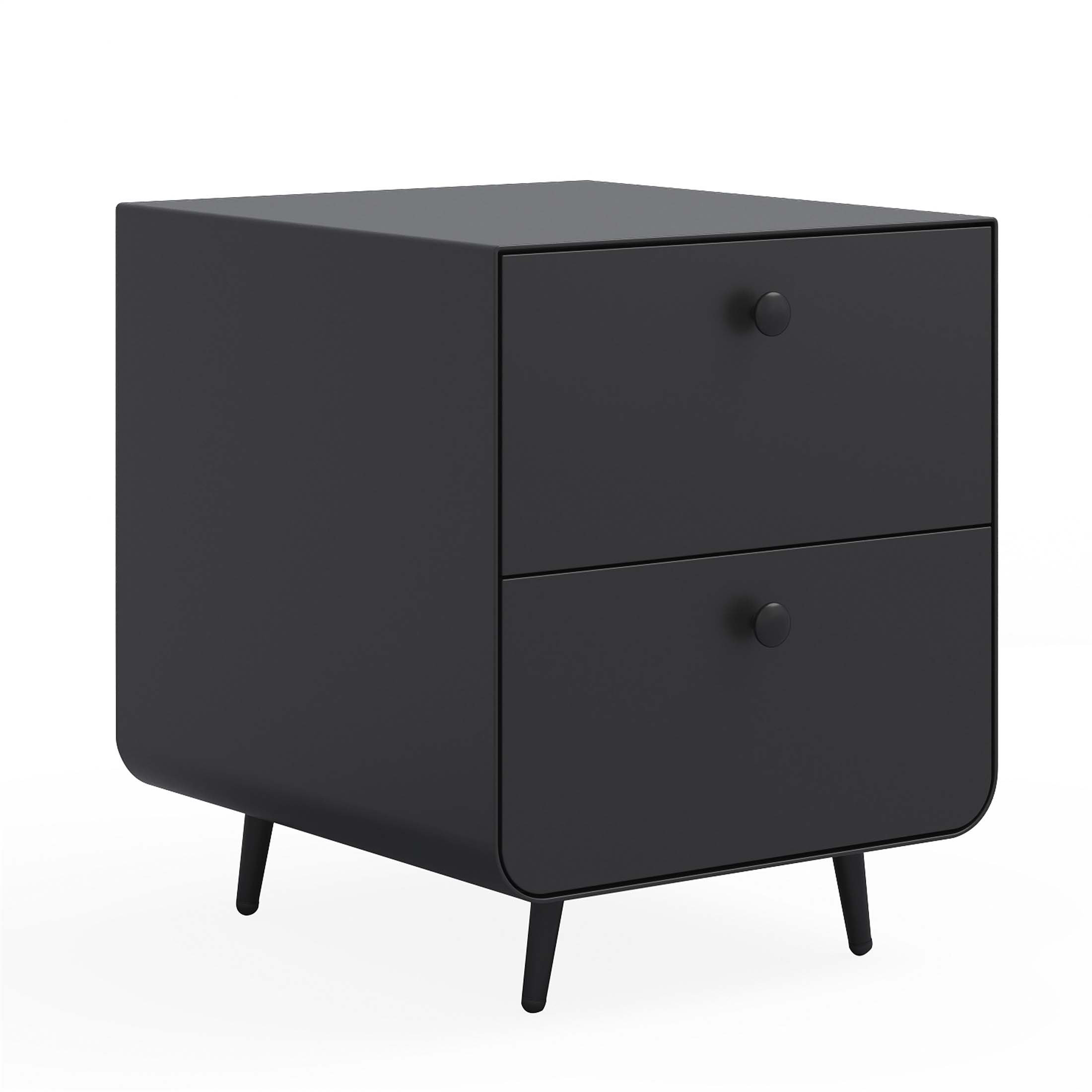 George Oliver Modern Nightstand, Steel Cabinet, 2 Drawers, Circular ...