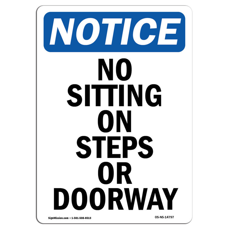 SignMission No Sitting on Steps or Walkway Sign | Wayfair
