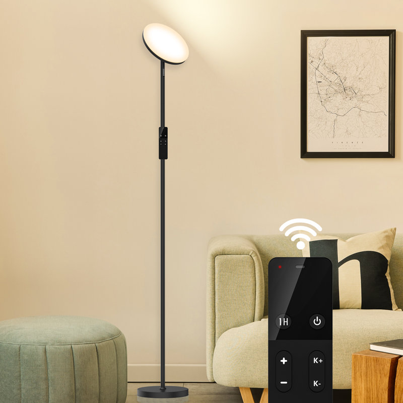Orren Ellis Voleta 70" LED Torchiere Floor Lamp With Remote Control ...