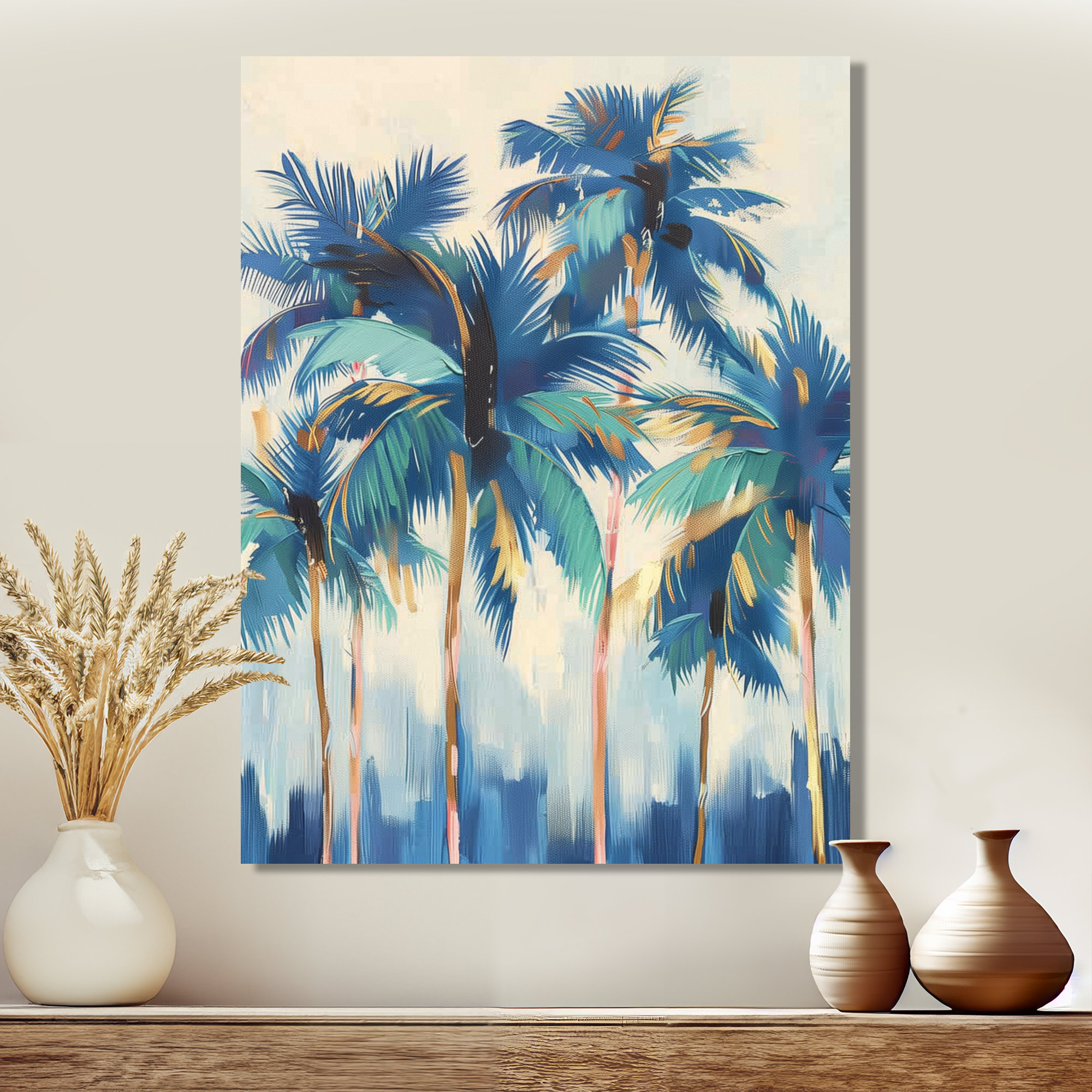 Bay Isle Home™ Blue And Gold Palm Tree Forest In California II - Palms ...