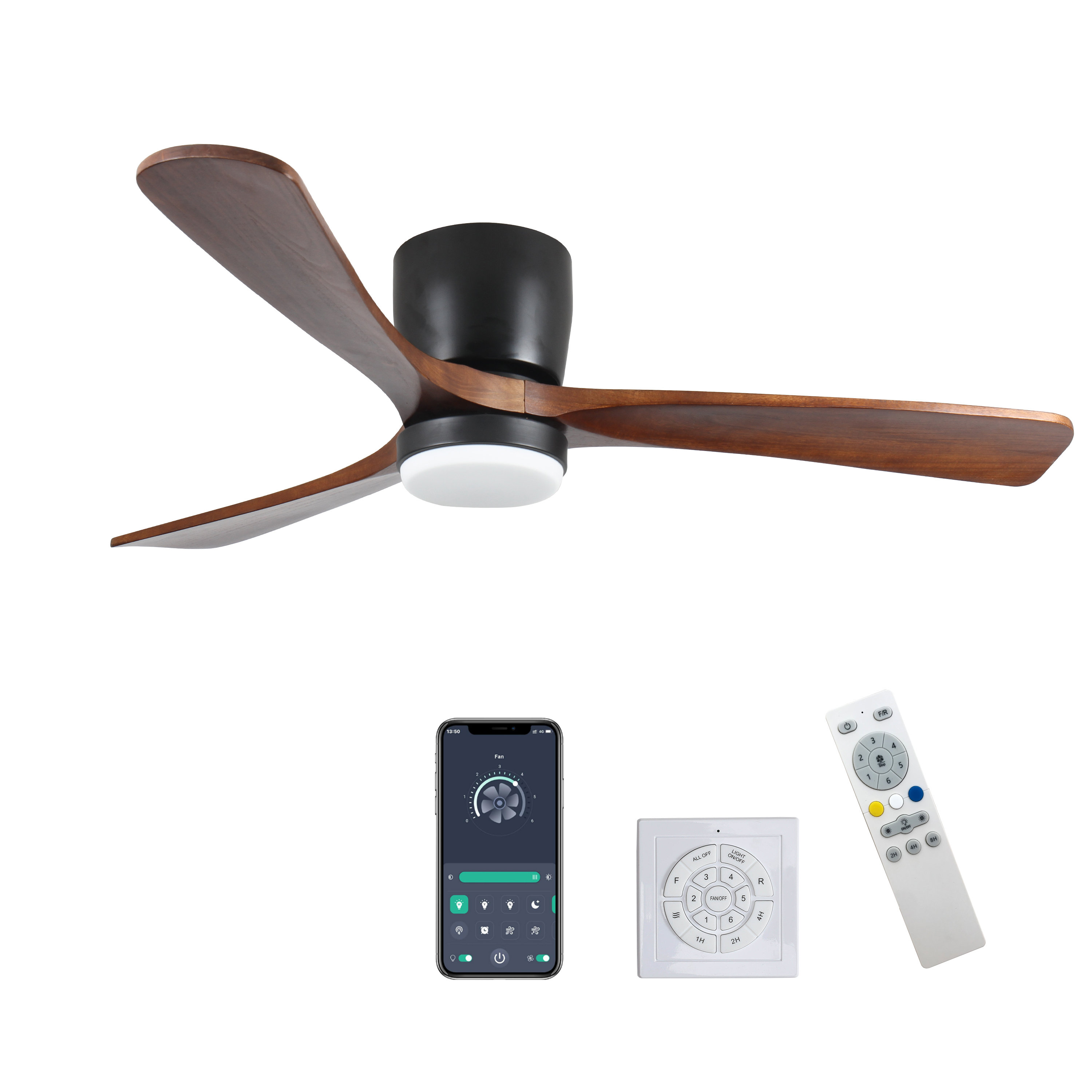 Wrought Studio™ 42'' Modern Wooden Ceiling Fan With Light Remote ...