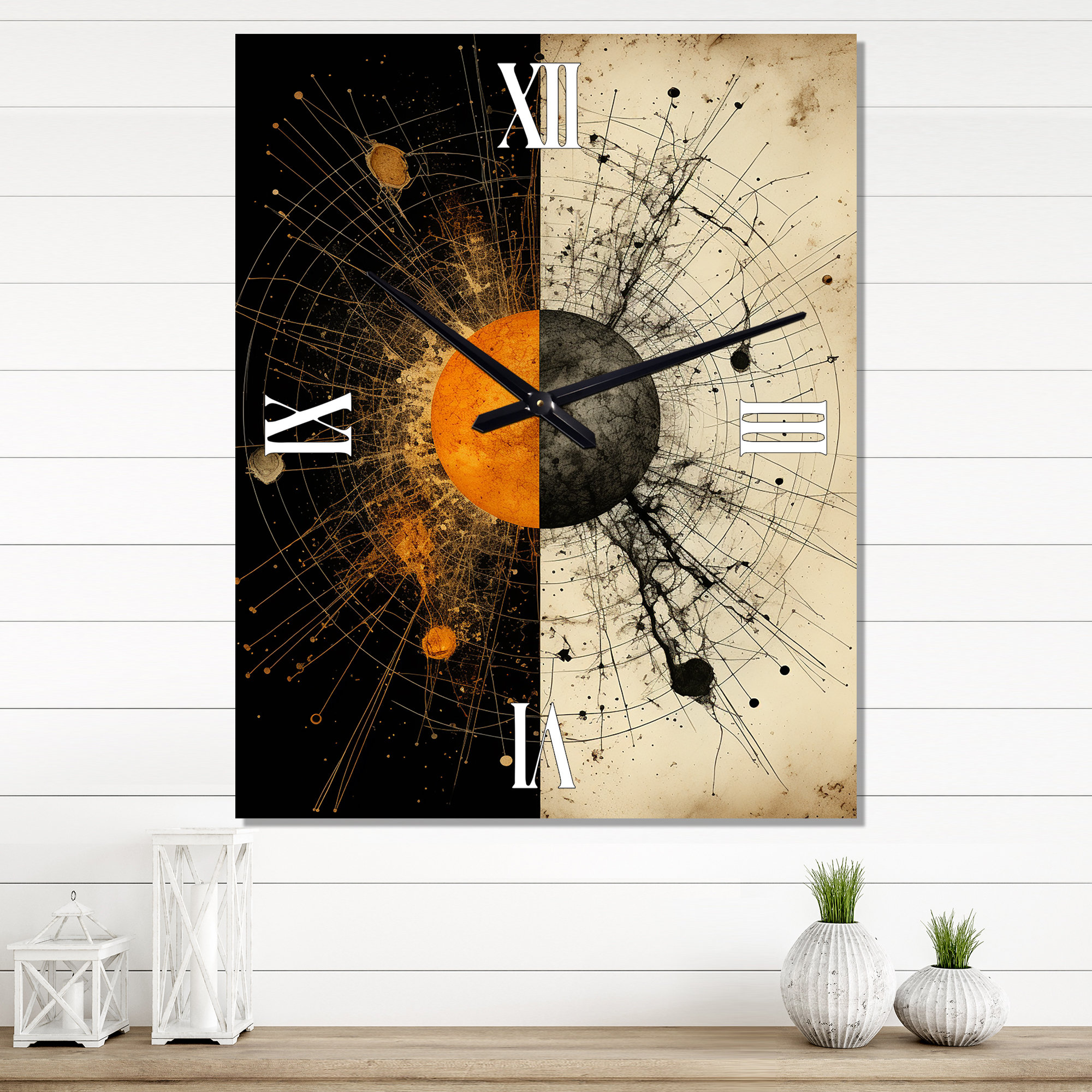 Design Art Harmony Circular Abstract Orange Black II - Geometric Modern ...