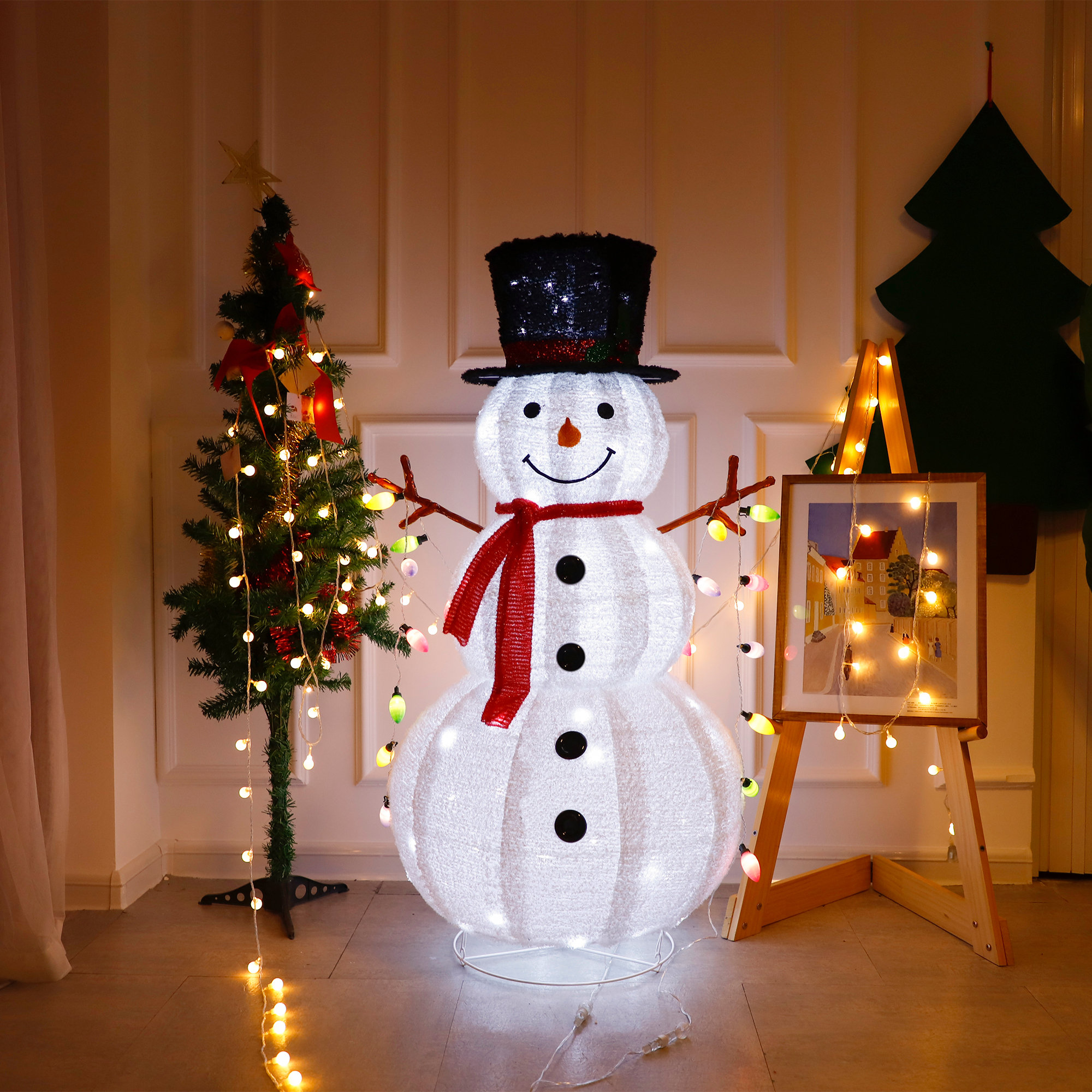 The Holiday Aisle® Outdoor 4ft Lighted Snowman Christmas Decoration ...